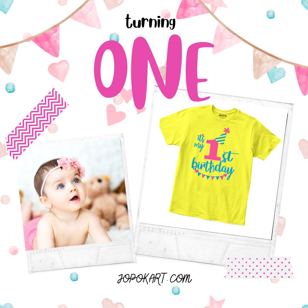 Custom Printed 1st Birthday T-Shirt | 1 Year First Birthday T-Shirt ...